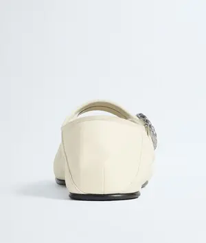 Bottega Veneta Veneziana Mary-jane Ballerina - Alabaster