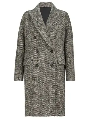 Brunello Cucinelli Coat In Dazzling Chevron Virgin - Grey