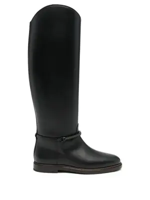 Brunello Cucinelli Leather Boots With Monile - Black