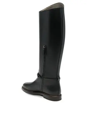 Brunello Cucinelli Leather Boots With Monile - Black