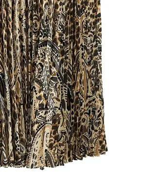 Etro Leopard-print Pleated Skirt - Brown