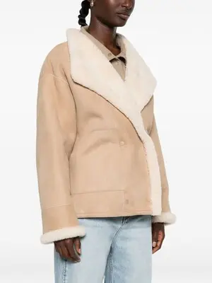 Closed Shearling Double-breasted Jacket - Beige