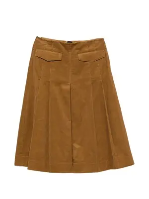 Tory Burch Corduroy Pleated Skirt - Brown