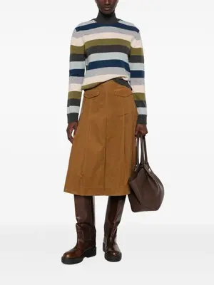Tory Burch Corduroy Pleated Skirt - Brown