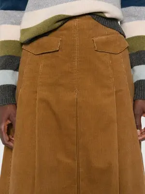 Tory Burch Corduroy Pleated Skirt - Brown