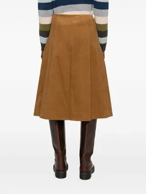 Tory Burch Corduroy Pleated Skirt - Brown
