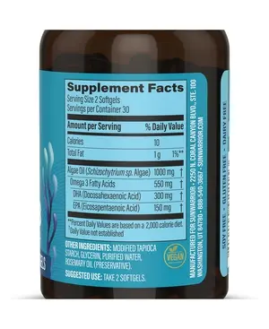 SUNWARRIOR Omega-3 Algae Oil Softgels
