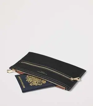 ASPINAL OF LONDON Grained Leather Hudson Travel Pouch - Black