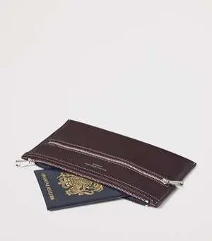 ASPINAL OF LONDON Grained Leather Hudson Travel Pouch - Burgundy