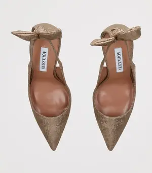AQUAZZURA Satin Bow Tie Pumps 105