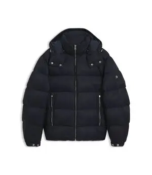 BOSS Water-repellent Padded Jacket With Micro-monogram Jacquard - Dark Blue