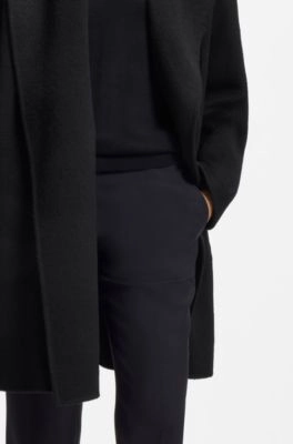 BOSS Shawl-lapel Wrap Coat In A Melange Wool Blend