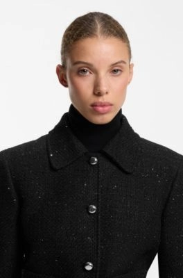 Hugo Boxy Cropped Jacket In Sequined Boucl