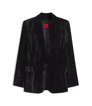 Hugo Single-button Velvet Blazer In A Regular Fit - Black