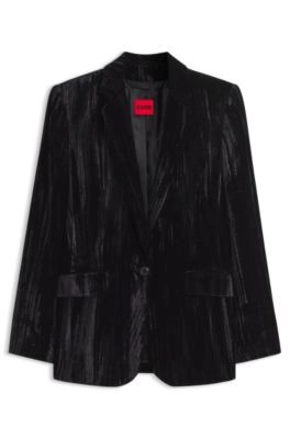 Hugo Single-button Velvet Blazer In A Regular Fit