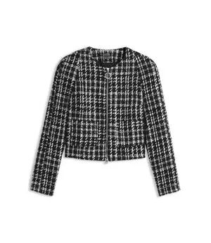 Hugo Checked Bouclé Jacket With A-line Cut - Patterned