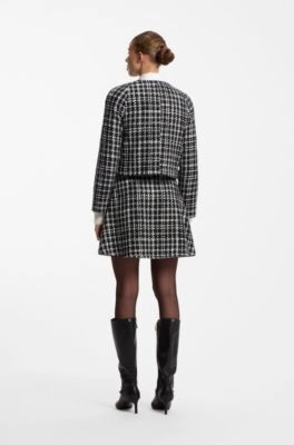 Hugo Checked Bouclé Jacket With A-line Cut
