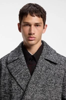 Hugo Double-breasted Coat In A Virgin-wool Blend