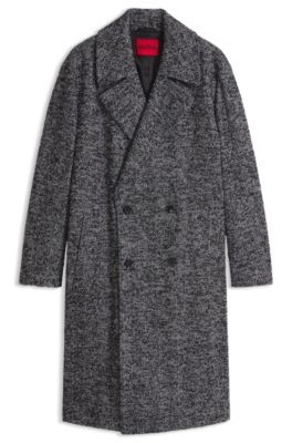 Hugo Double-breasted Coat In A Virgin-wool Blend