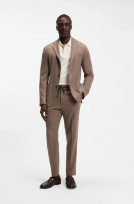 BOSS Slim-fit Blazer In Washable Performance-stretch Flannel