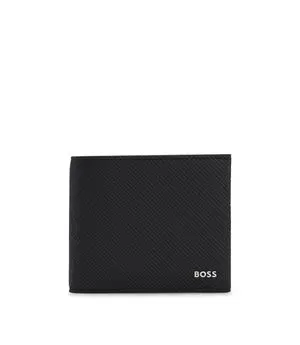 BOSS Monogram-textured Leather Wallet - Black