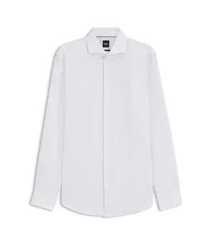 BOSS Slim-fit Shirt In Wrinkle-resistant Structured Cotton - White