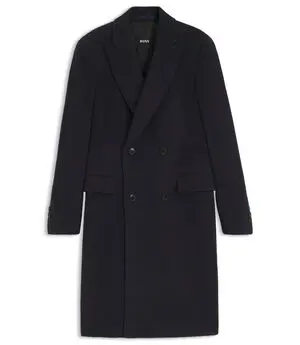 BOSS Slim-fit Double-breasted Coat In An Alpaca Blend