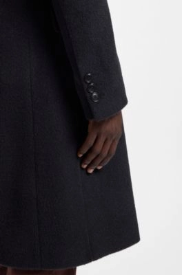 BOSS Slim-fit Double-breasted Coat In An Alpaca Blend