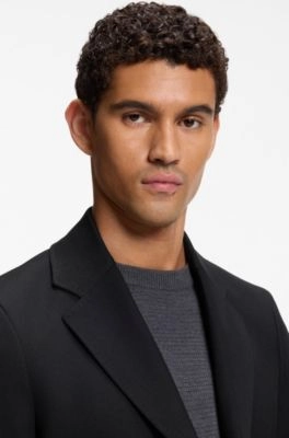 BOSS Slim-fit Coat In A Water-repellent Wool Blend
