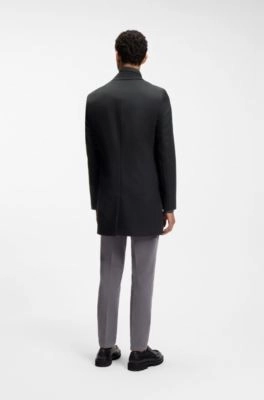 BOSS Slim-fit Coat In A Water-repellent Wool Blend