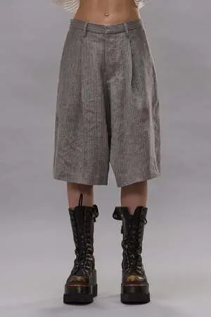 R13 Jumbo Tailored Short - Light Grey Stripe