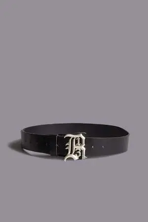 R13 Logo Buckle Belt - Black