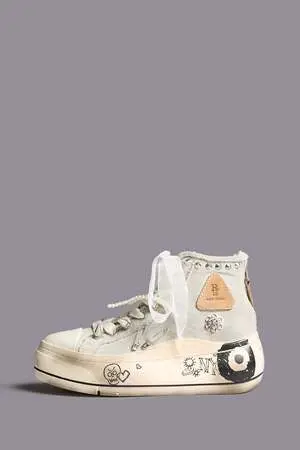 R13 Kurt High Top Sneaker With Charms - White
