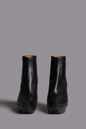 R13 Pointy Toe Platform Heeled Boot - Black