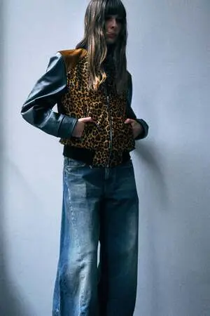 R13 Mix Leather Bomber - Multi
