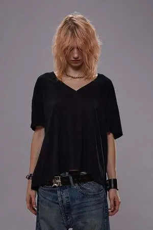 R13 Relaxed Cashmere V - Black