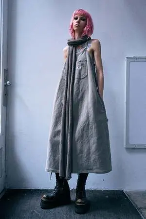 R13 Relaxed Strappy Dress - Stone Grey