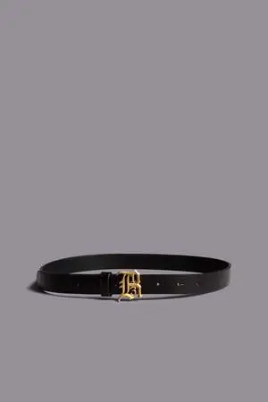 R13 Slim Logo Belt Black