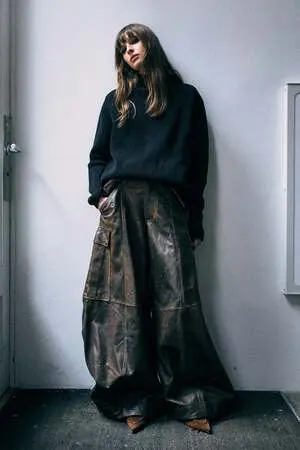 R13 Siouxsie Field Leather Cargo Pant - Brown