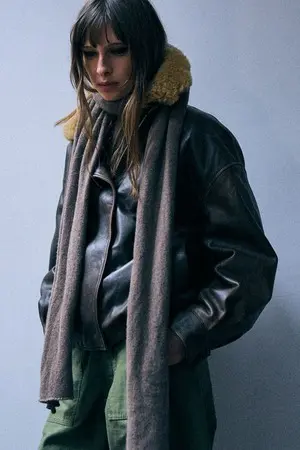 R13 Removable Collar Leather Bomber