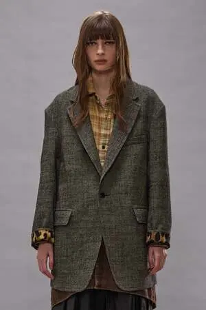 R13 Oversized Ragged Blazer With Combo Sleeve Lining