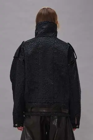 R13 Boyfriend Moto Jacket With Funnel Neck