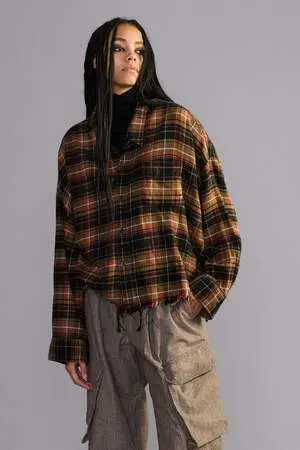 R13 Drop Neck Cropped Shirt - Multi