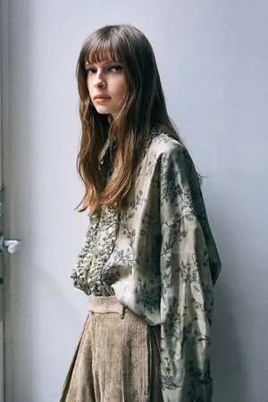 R13 Drop Neck Ruffle Shirt