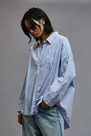 R13 Drop Neck Shirt Blue