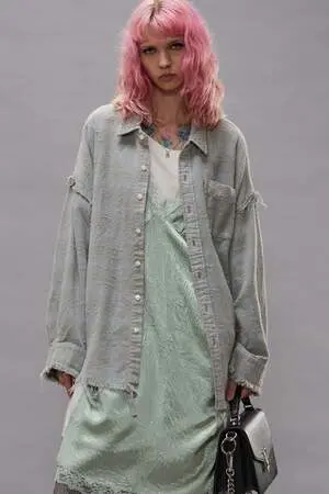 R13 Shredded Seam Drop Neck Shirt Multi