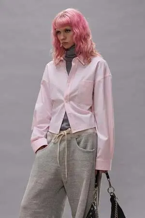R13 Split Hem Boyfriend Shirt - Light Pink