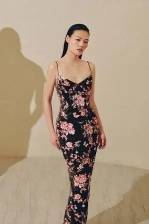 SAU LEE Rosella Embroidered Gown