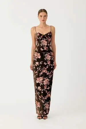 SAU LEE Rosella Embroidered Gown