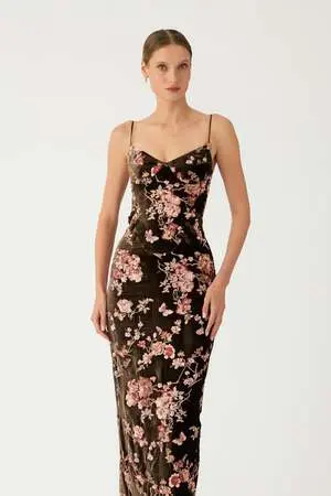 SAU LEE Rosella Embroidered Gown